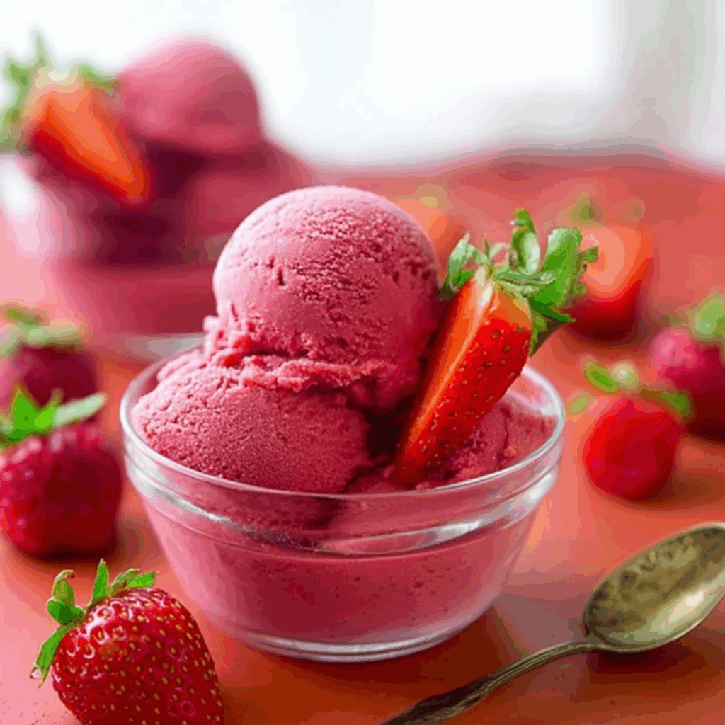 Strawberry Sorbet - Easy Summer Dessert Recipe - Yummy Temple