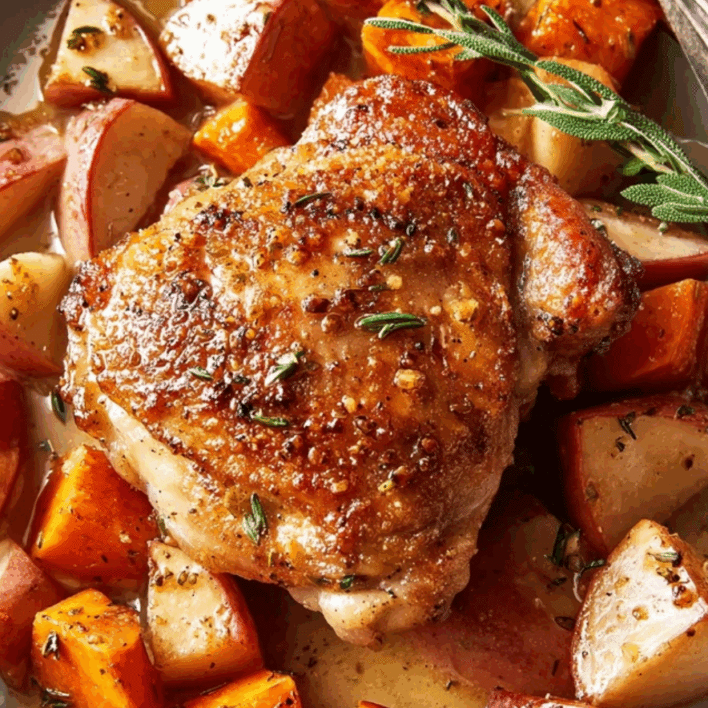 Cider Glazed Chicken Thighs – Best One-Pan Fall Dinner - Yummy Temple