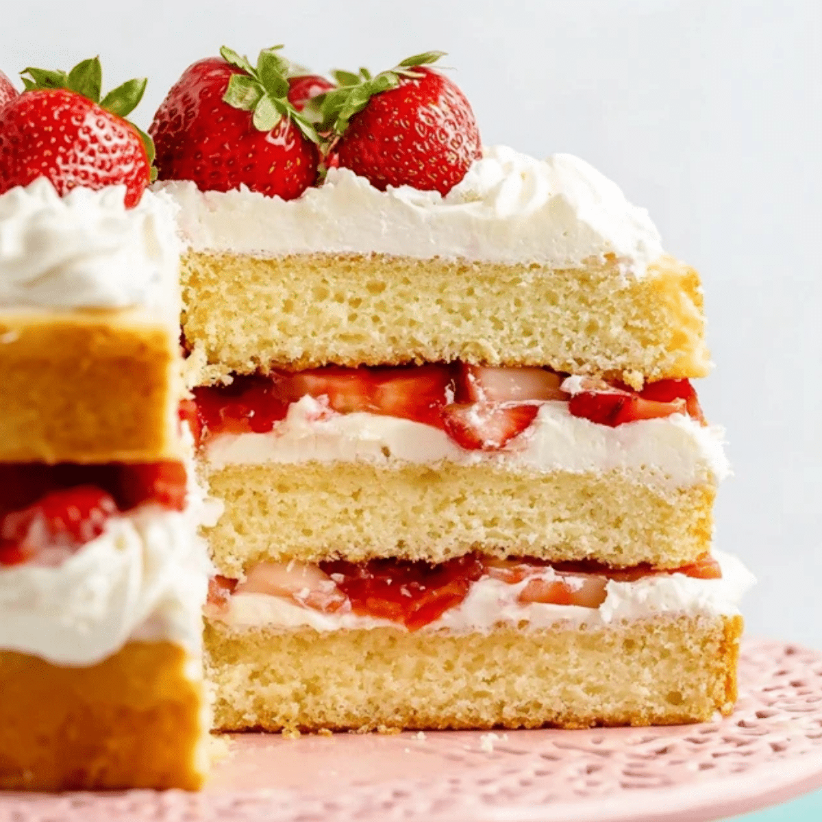 Strawberry Shortcake Cake - 3 Layers of Delight - Yummy Temple