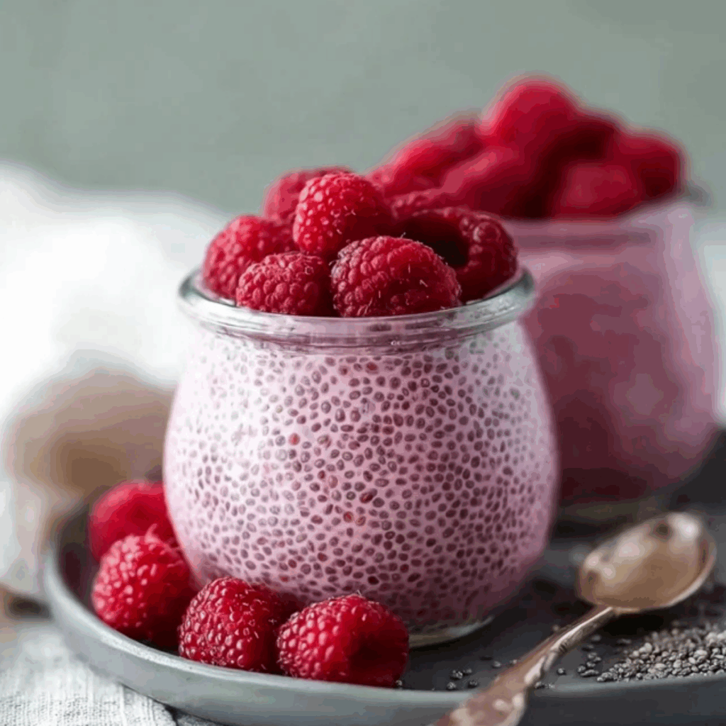 Vegan Raspberry Chia Pudding - 5-Minute Recipe - Yummy Temple