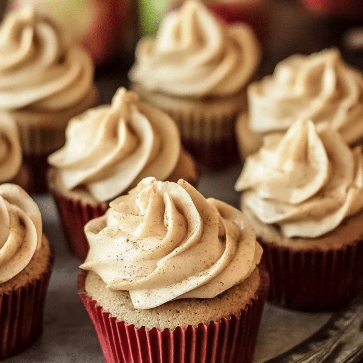 Apple Cider Cupcakes with Spiced Buttercream Frosting - Yummy Temple
