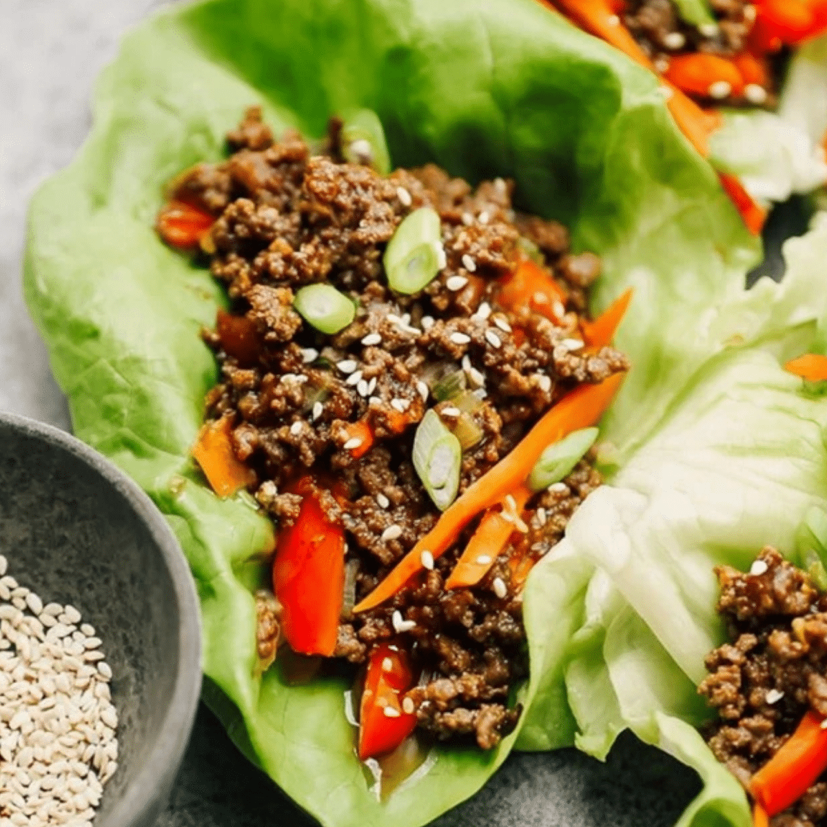 Asian-Style Ground Beef Lettuce Wraps - Yummy Temple