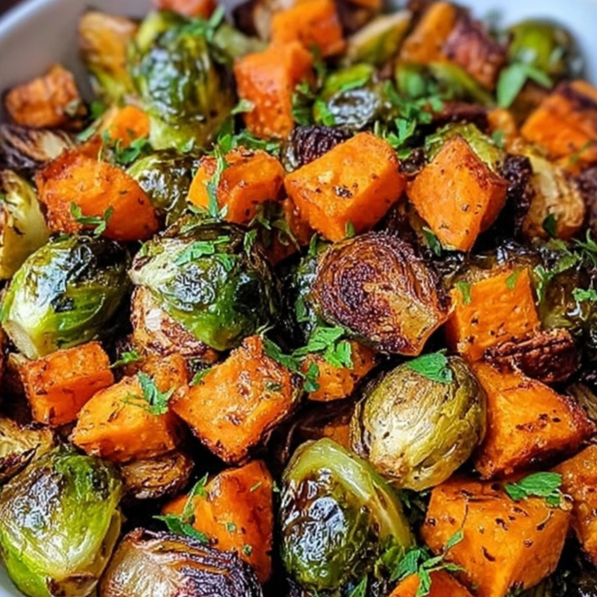 Roasted Brussels Sprouts & Sweet Potatoes: Crispy & Delicious - Yummy ...