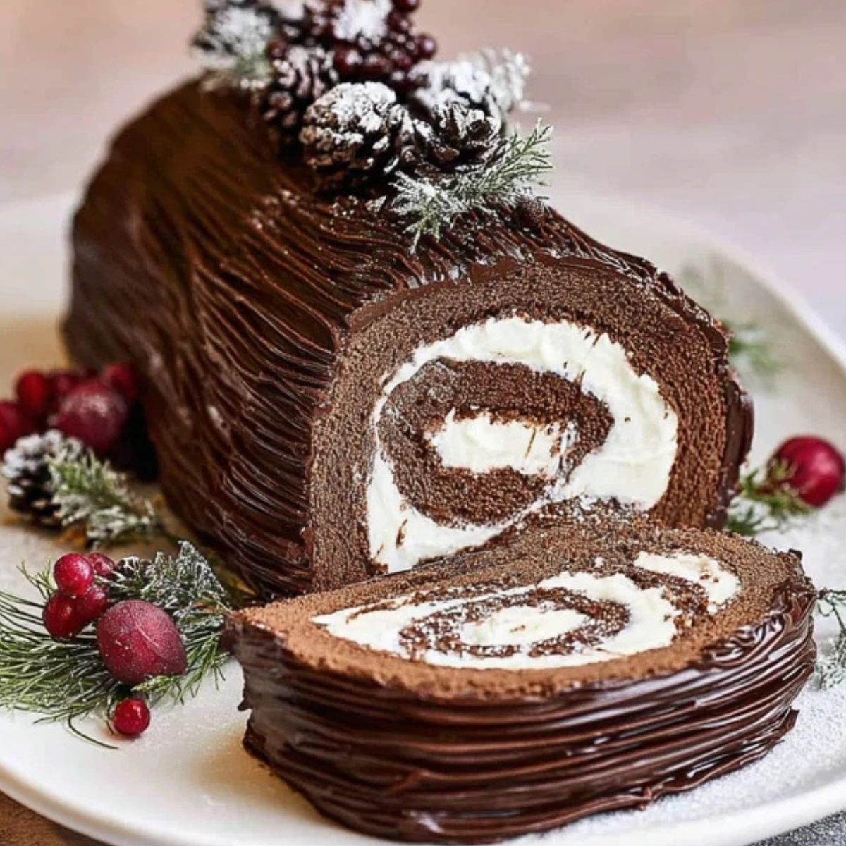 Yule Log Cake – Best Holiday Chocolate Roll Recipe - Yummy Temple
