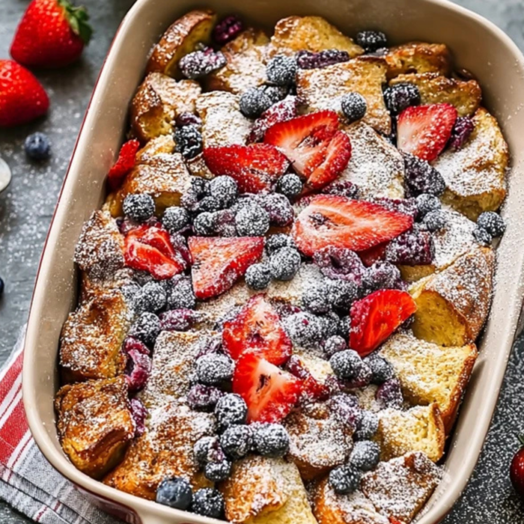 Berries & Cream French Toast Casserole – Easy Bake - Yummy Temple